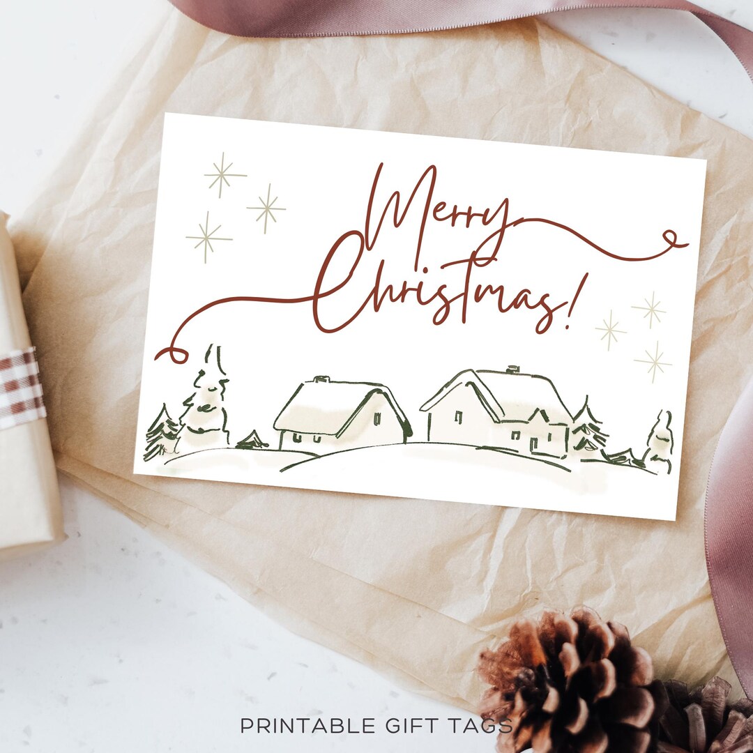 Merry Christmas Gift Tags, Holiday Gift Tags, Christmas Treat Bag Tag ...