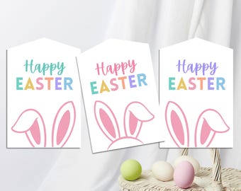 Happy Easter Gift Tags, Easter Basket Gift Tags, Colorful Easter Egg ...