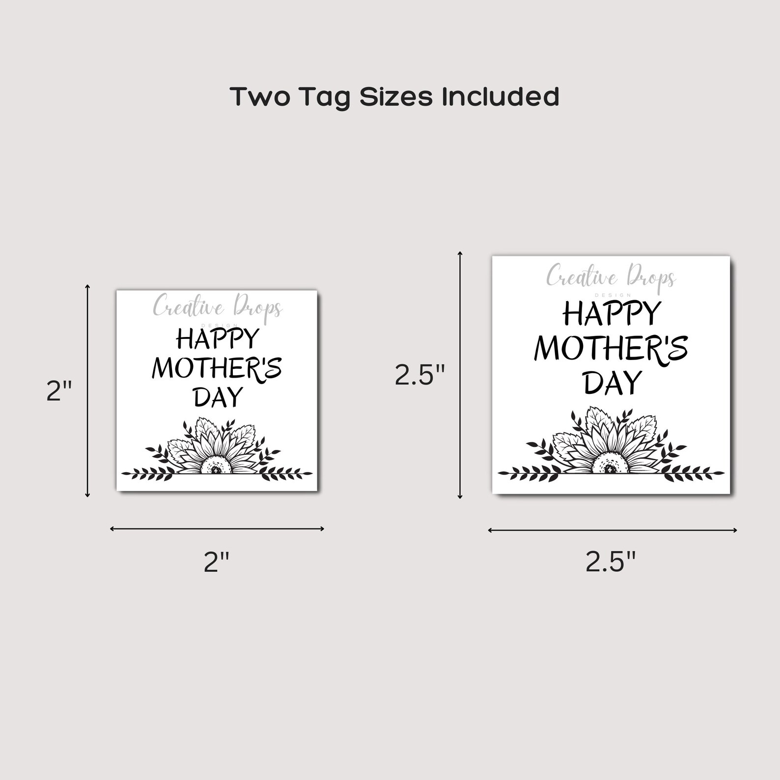 Happy Mother's Day Gift Tags, Sunflower Floral Tags, Tags for Mom ...