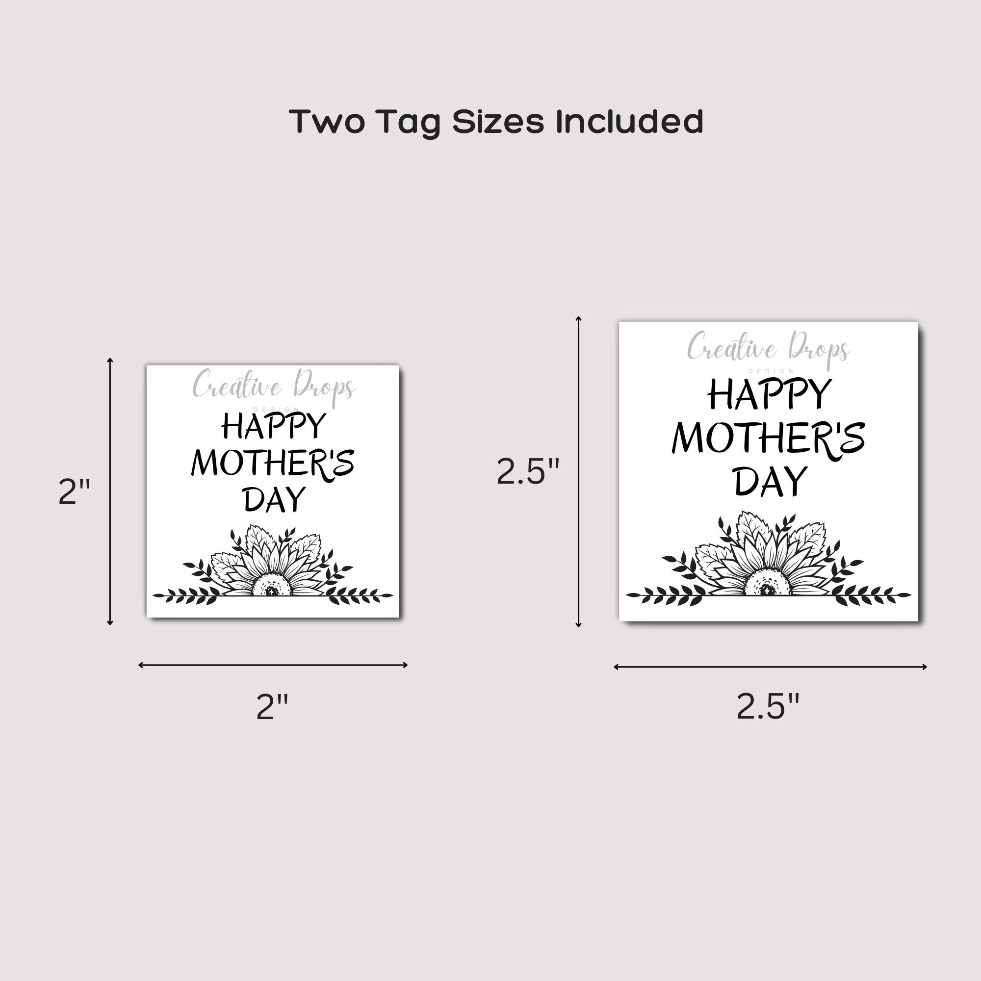 Happy Mother's Day Gift Tags, Sunflower Floral Tags, Tags for Mom ...