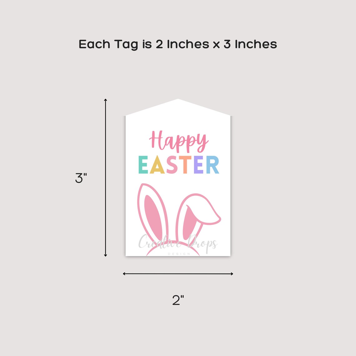 Happy Easter Gift Tags, Bunny Ears Gift Tag, Easter Basket Tags, Treat ...