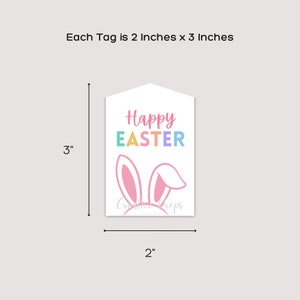 Happy Easter Gift Tags, Bunny Ears Gift Tag, Easter Basket Tags, Treat ...