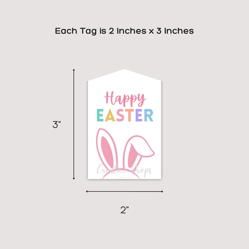 Happy Easter Gift Tags, Bunny Ears Gift Tag, Easter Basket Tags, Treat ...