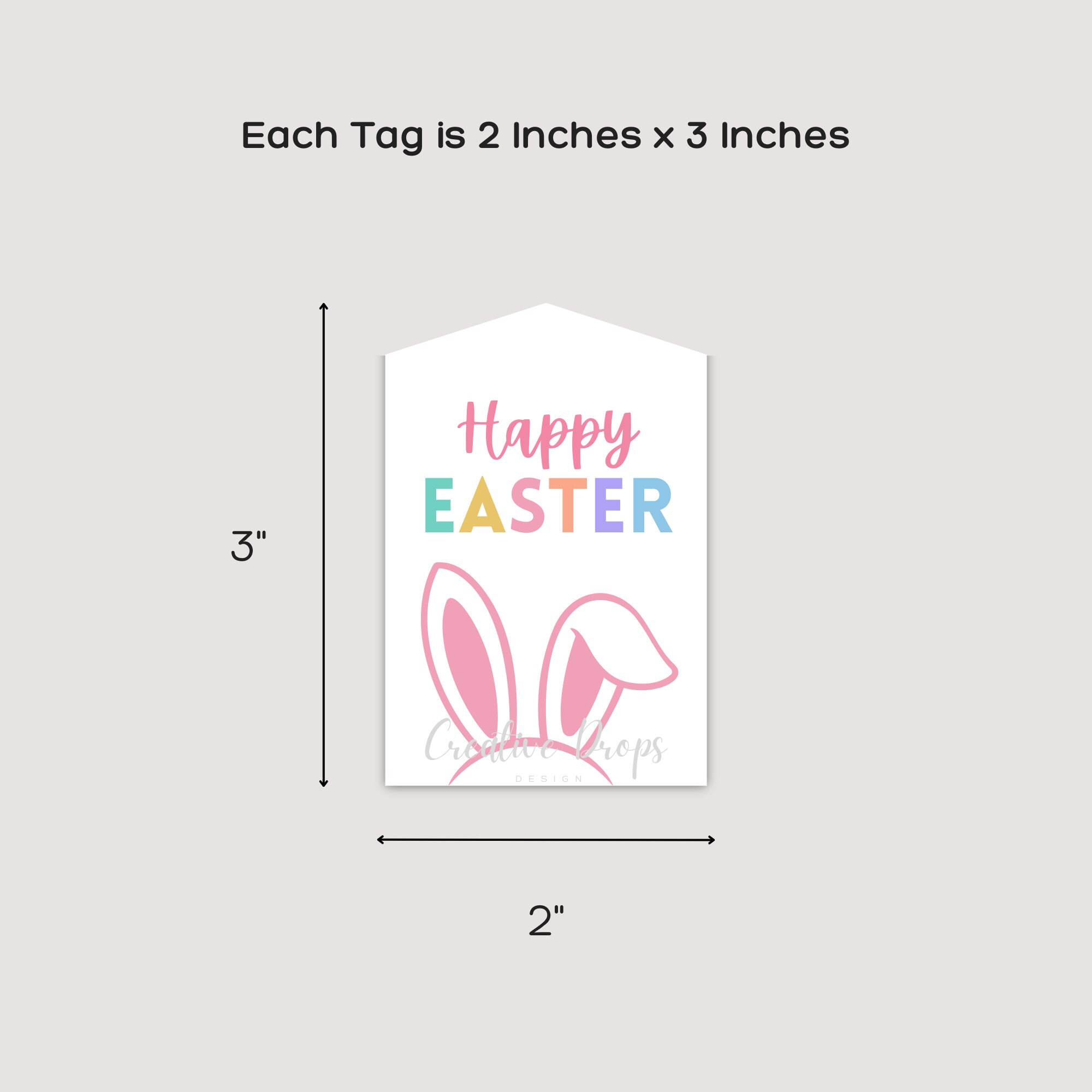 Happy Easter Gift Tags, Bunny Ears Gift Tag, Easter Basket Tags, Treat ...