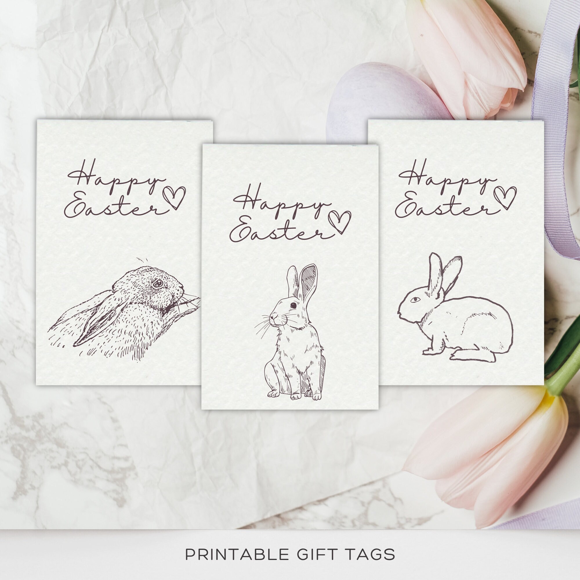 Happy Easter Gift Tags, Easter Basket Gift Tags, Bunny Gift Tags, Treat ...