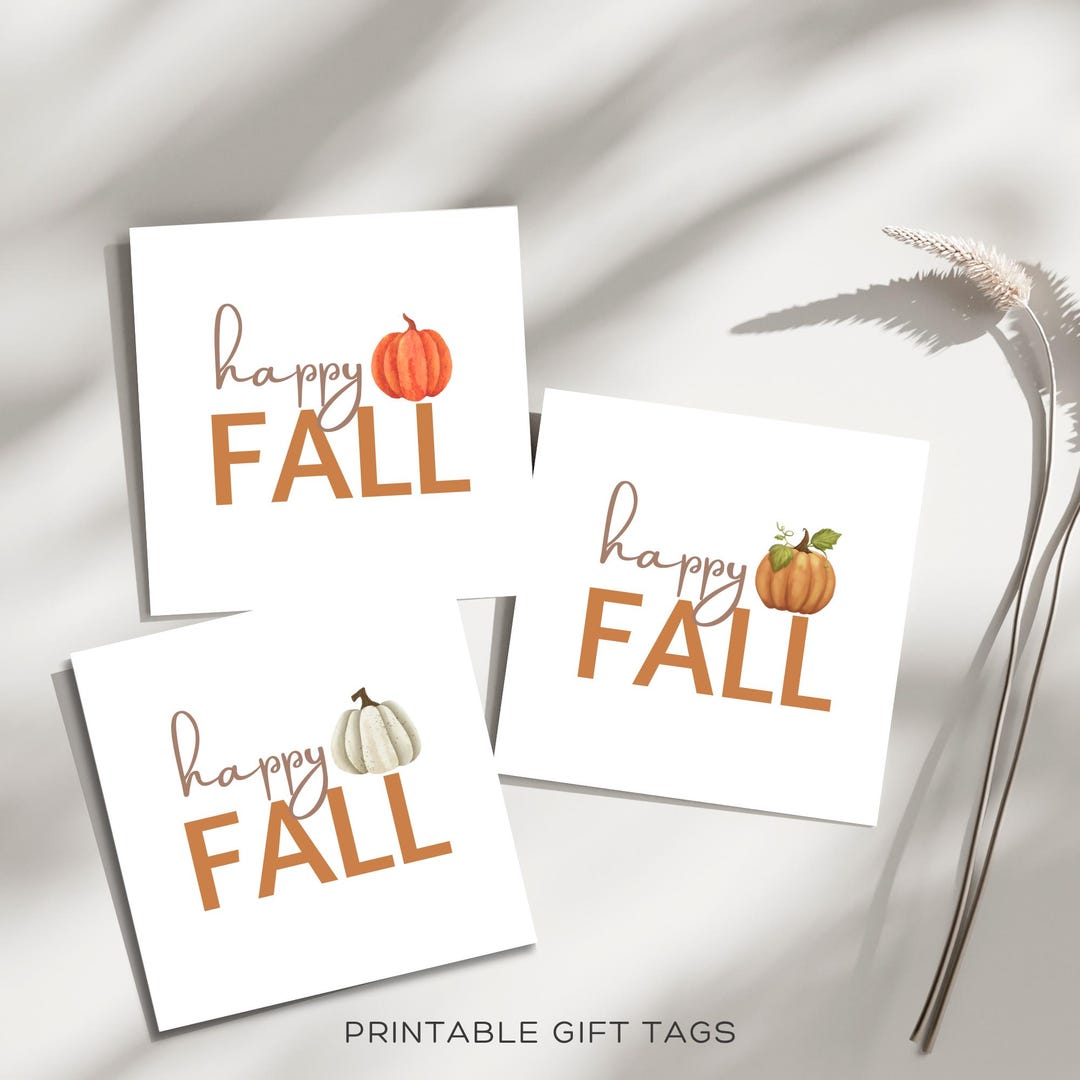 Fall Pumpkin Gift Tags, Printable Autumn Treat Bag Tags (PDF) - Etsy