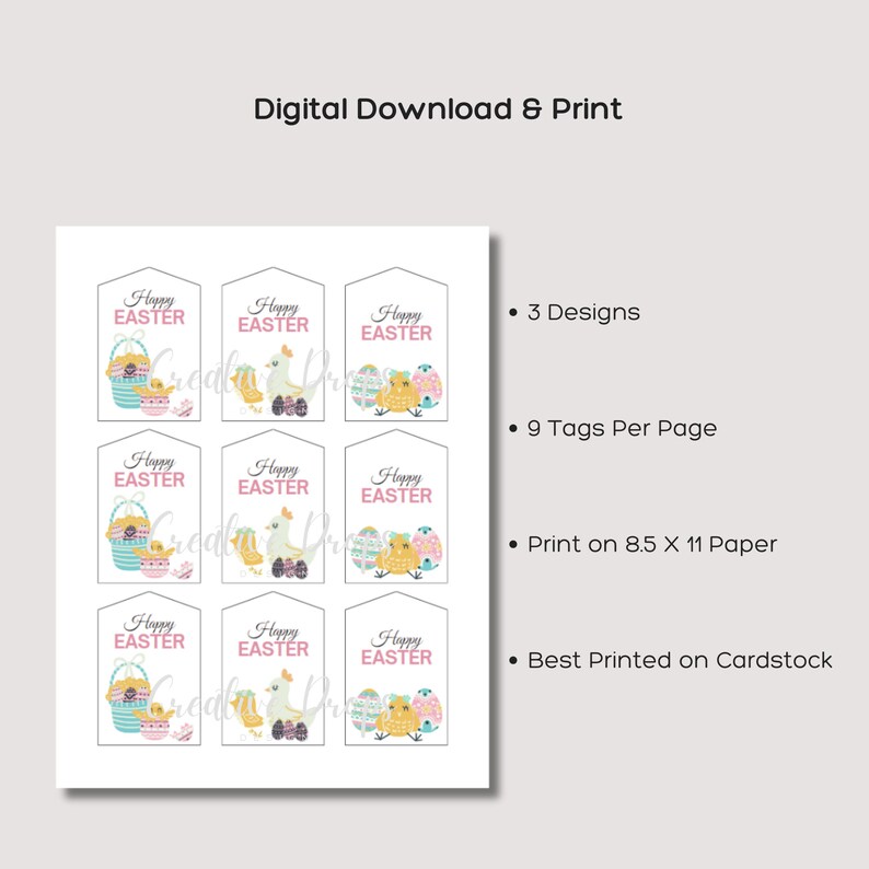 Happy Easter Gift Tags, Chick Easter Tags, Peeps Easter Tags, Easter ...