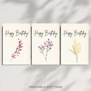 Birthday Gift Tags, Happy Birthday Tags, Floral Gift Tag, Cookie Gift ...