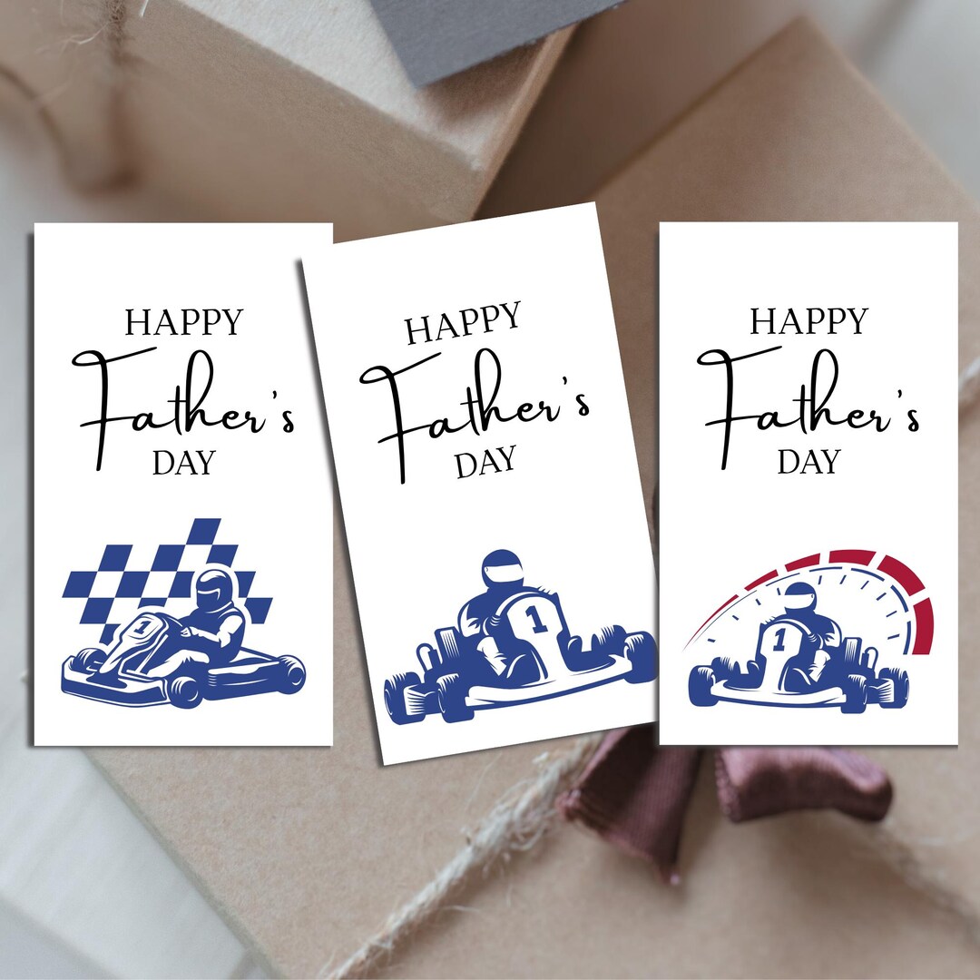Happy Father's Day Gift Tags, Father's Day Go-kart Tags, Gift Tags for ...