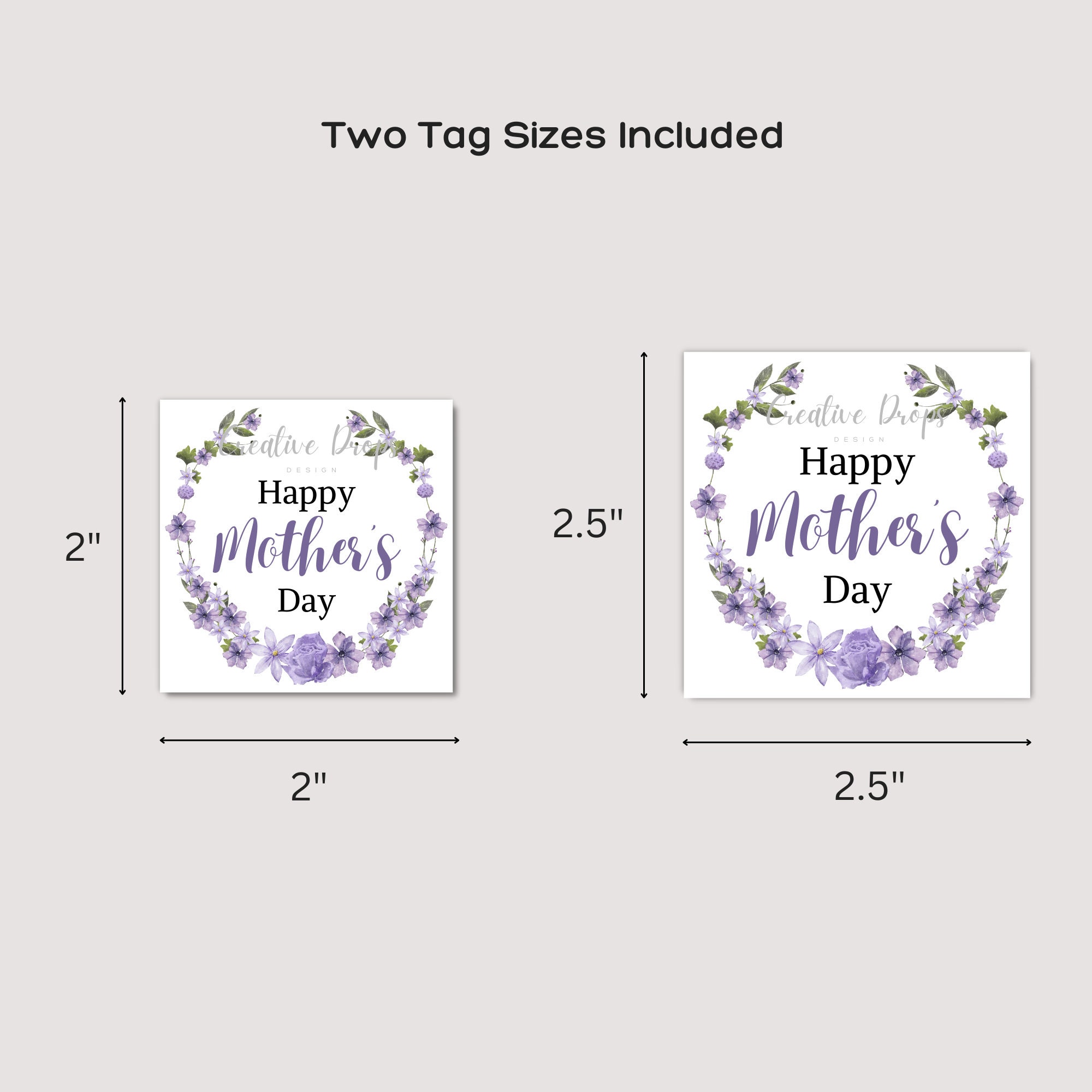 Happy Mother's Day Gift Tags, Mothers Day Flower Tags, Floral Gift Tags ...