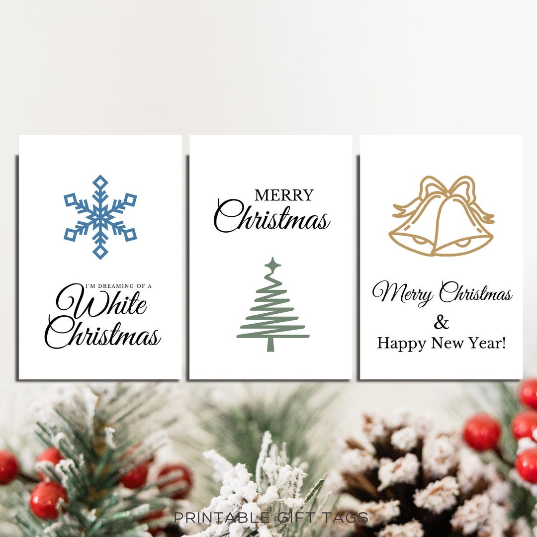 Merry Christmas Gift Tags, Dreaming of a White Christmas Tags, Merry ...