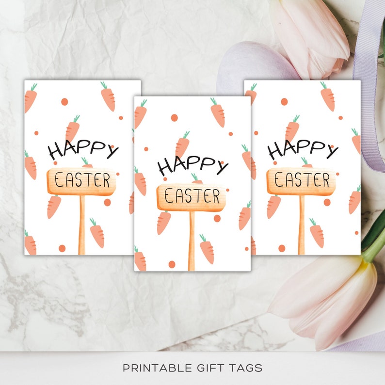 Happy Easter Gift Tags, Bunny Bait Tags, Basket Tags, Easter Carrot ...