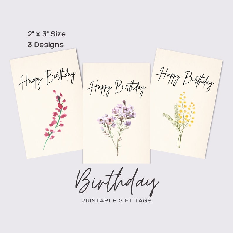 Birthday Gift Tags, Happy Birthday Tags, Floral Gift Tag, Cookie Gift Tag, Treat Bag Tag ...