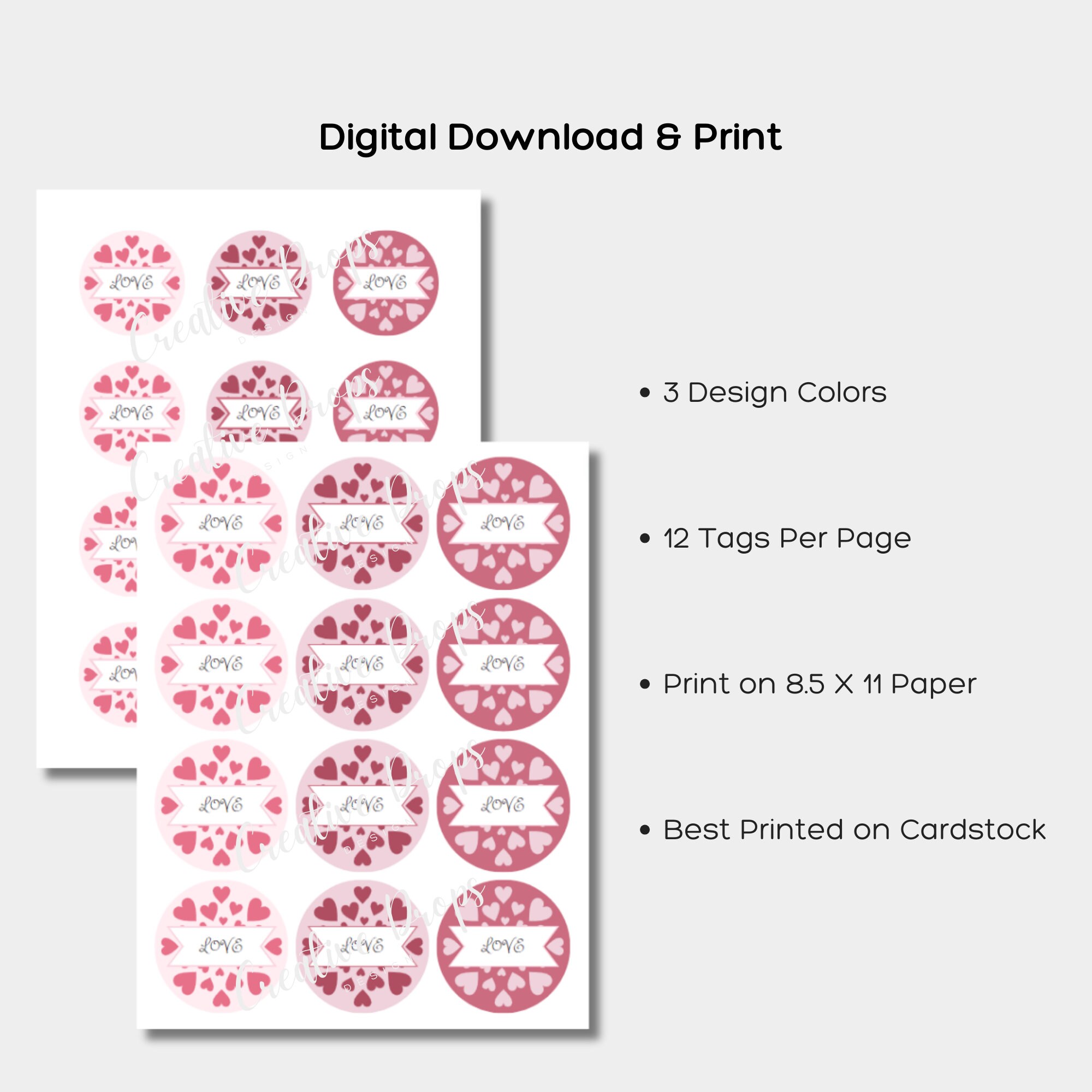 Happy Valentine's Day Gift Tags, Valentine's Day Sweet Treat Tag ...