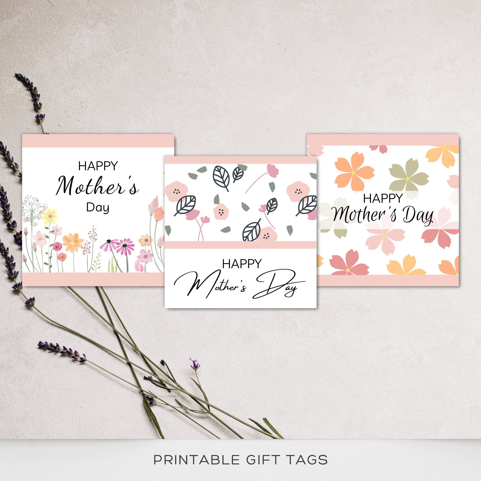 Happy Mother's Day Gift Tags, Mothers Day Flower Tags, Gift Tags for ...