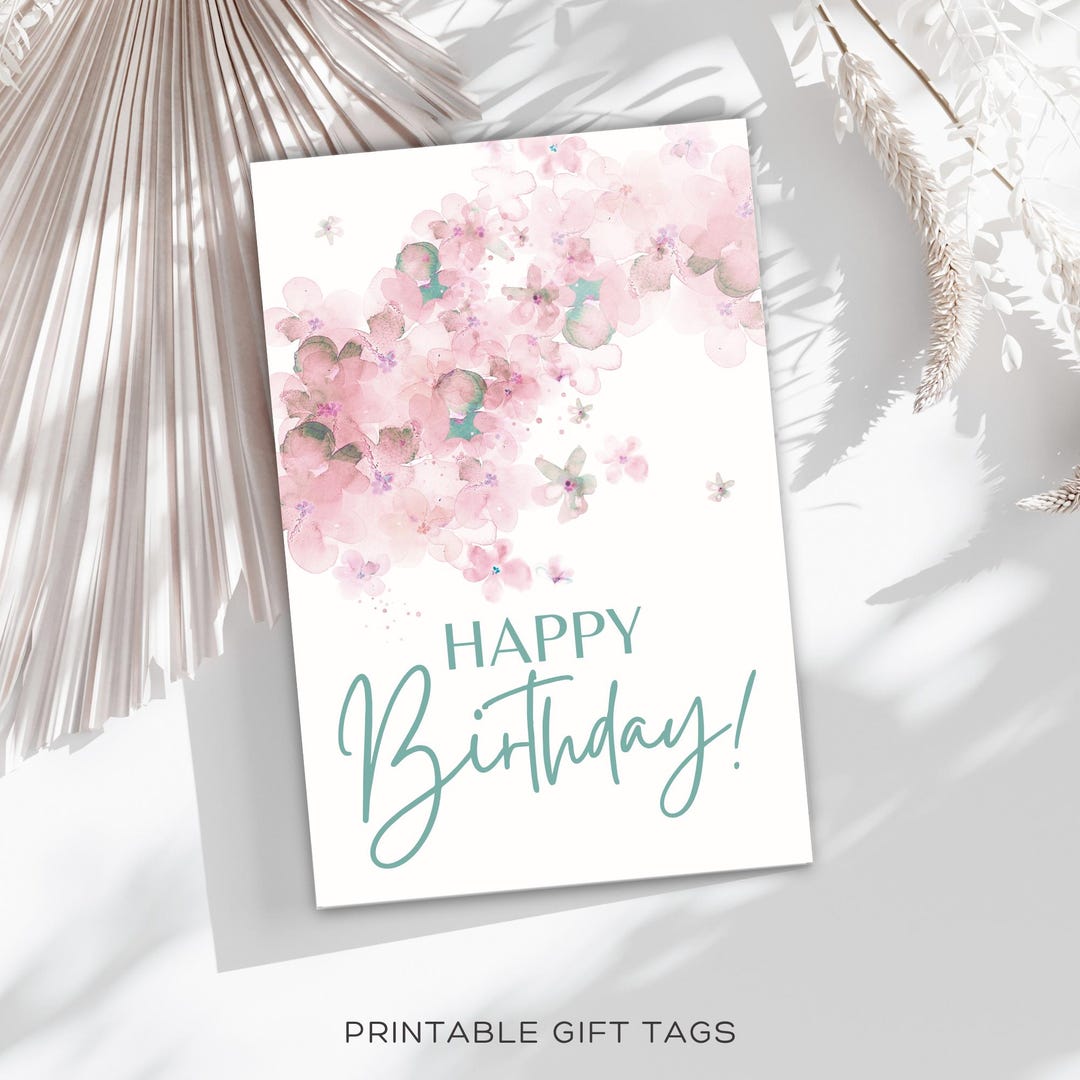 Floral Birthday Gift Tags, Pink Flower Design (printable PDF) - Etsy