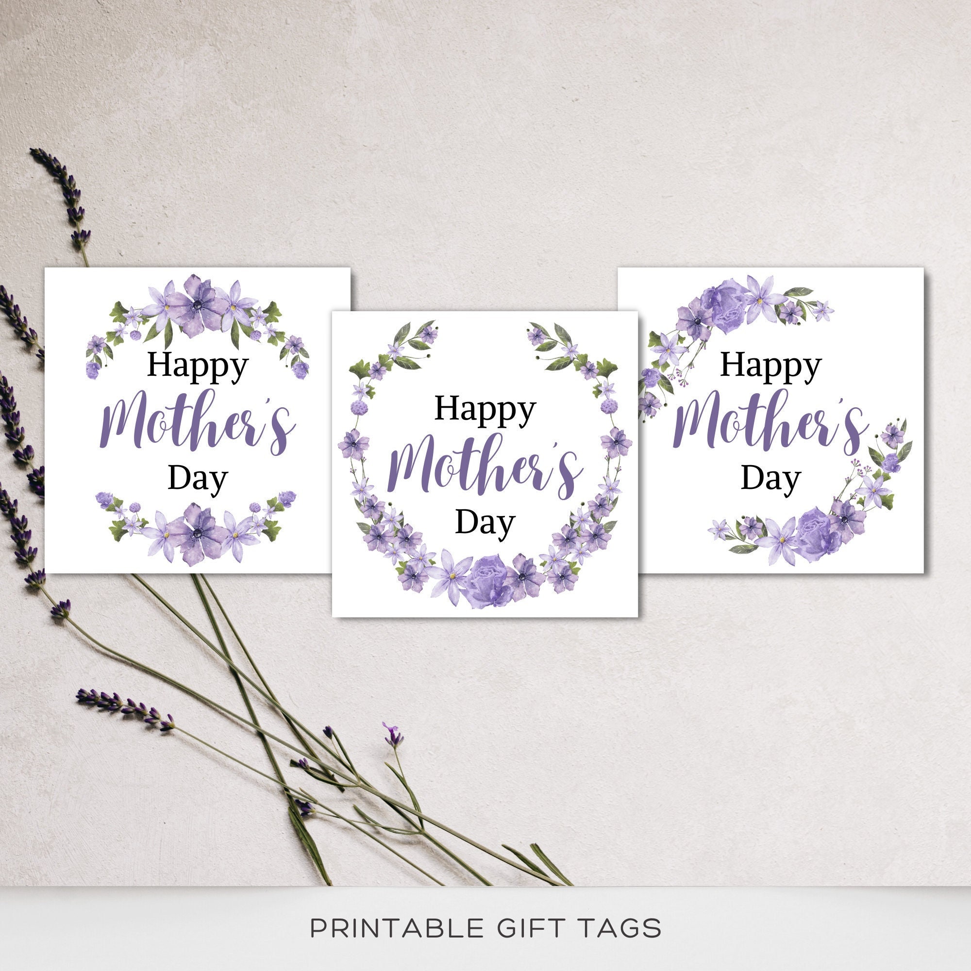 Happy Mother's Day Gift Tags, Mothers Day Flower Tags, Floral Gift Tags ...
