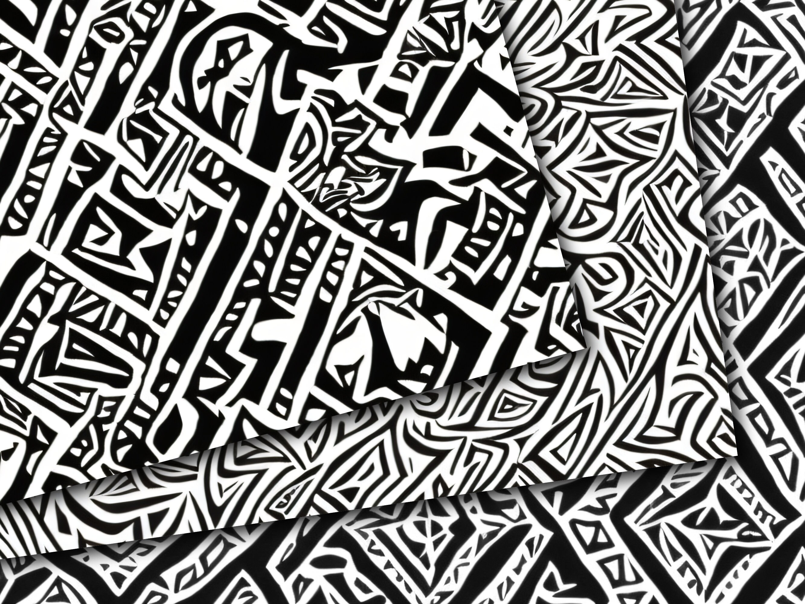 Aztec Tribal, Black and White, Seamless Digital Paper, Collection 2, 12 ...