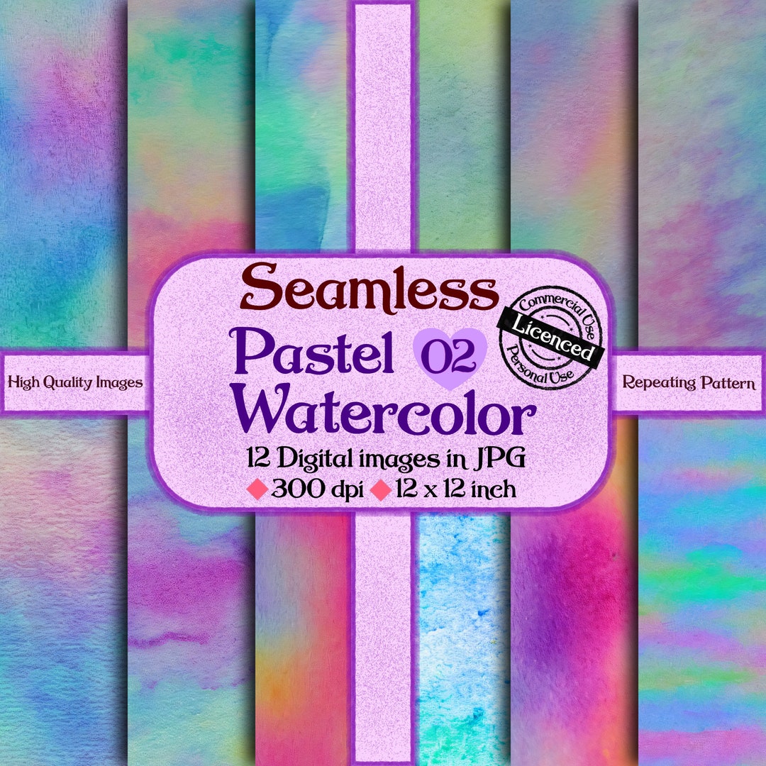 Pastel Watercolor Seamless Digital Paper, Collection 2, 12 Designs ...