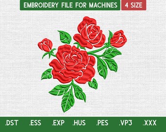 Rose Embroidery Design Instant Download - Etsy