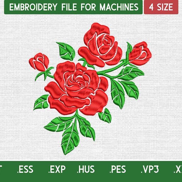 Rose Embroidery Pattern - Etsy