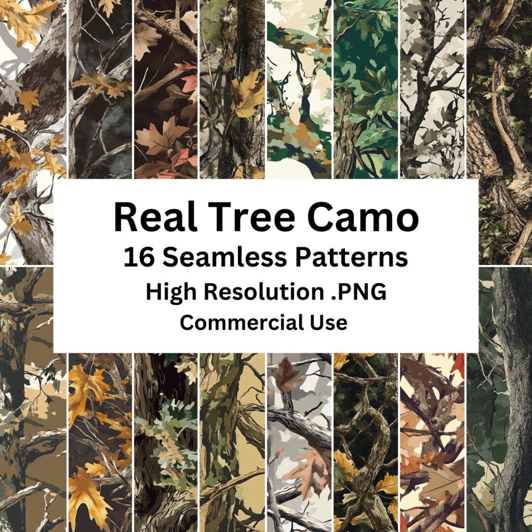 16 Real Tree Camo Patterns, Digital Papers, Seamless Patterns ...