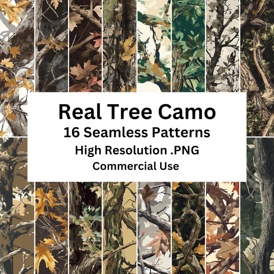 16 Real Tree Camo Patterns, Digital Papers, Seamless Patterns ...
