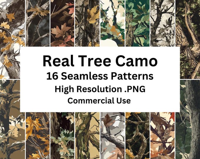 16 Real Tree Camo Patterns, Digital Papers, Seamless Patterns ...
