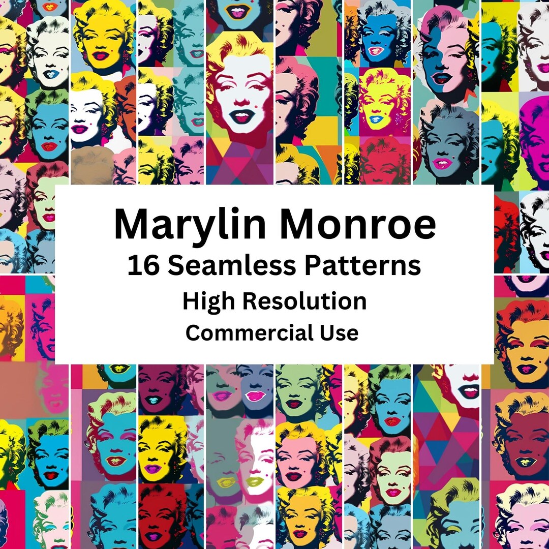 16 Andy Warhol, Marylin Monroe Inspired Seamless Patterns, Digital ...