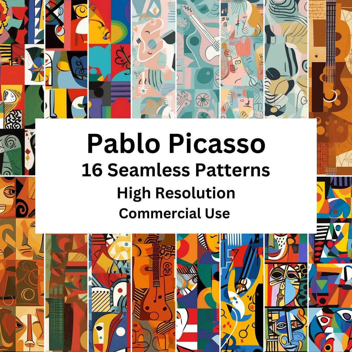16 Pablo Picasso Inspired Seamless Patterns, Digital Papers, Seamless ...