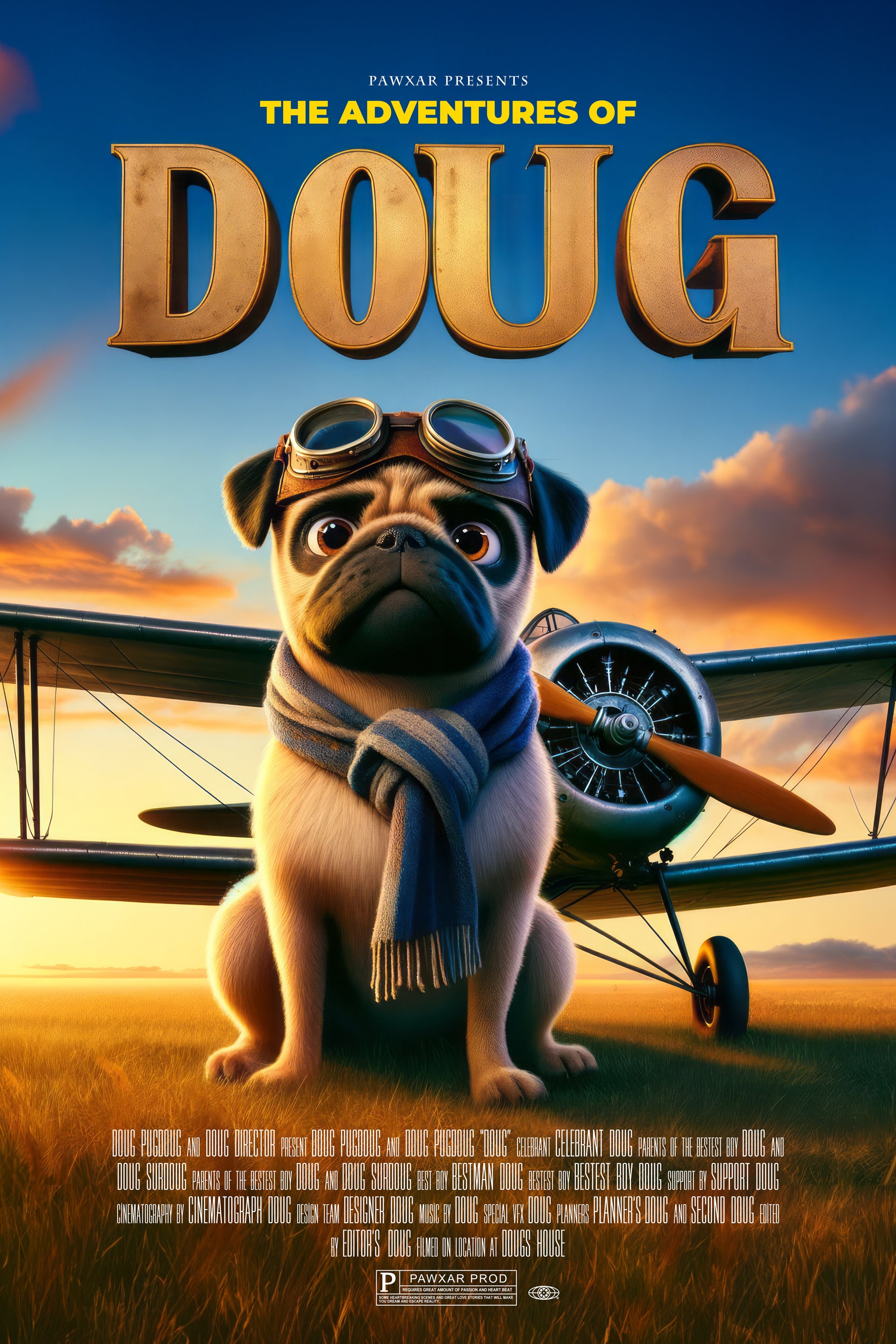 24 Hour Personalized Pixar Pet Poster, Custom Animated Pet Caricature ...