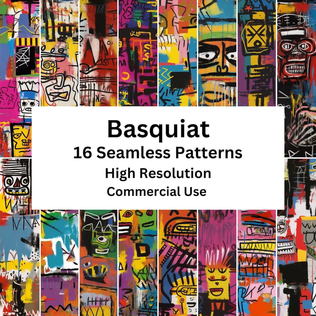 16 Jean Michel Basquiat Inspired Seamless Patterns, Digital Papers ...