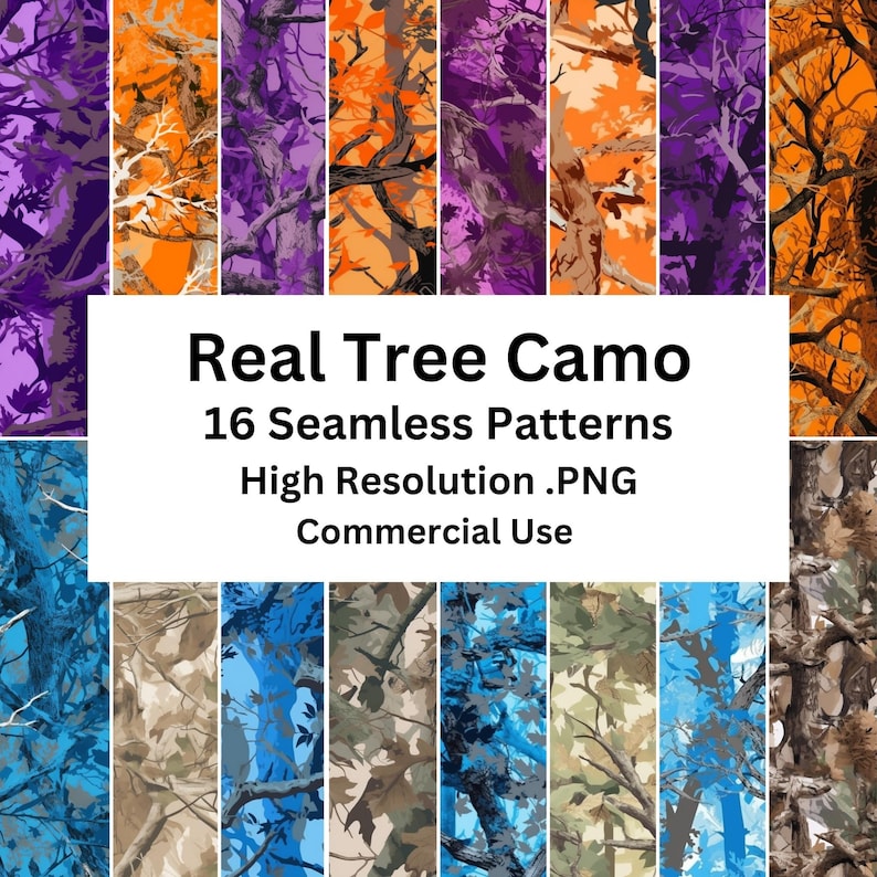 16 Real Tree Camo Patterns, Digital Papers, Seamless Patterns ...