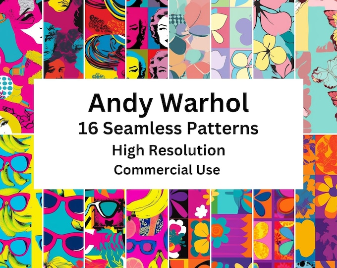 16 Andy Warhol Inspired Seamless Patterns, Digital Papers, Seamless ...