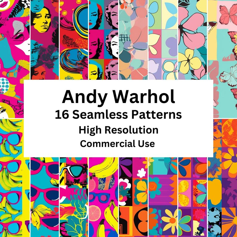 16 Andy Warhol Inspired Seamless Patterns, Digital Papers, Seamless ...