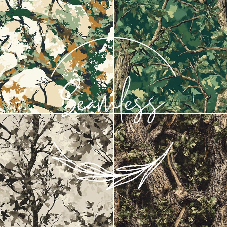 16 Real Tree Camo Patterns, Digital Papers, Seamless Patterns, Printable, Instant Digital ...