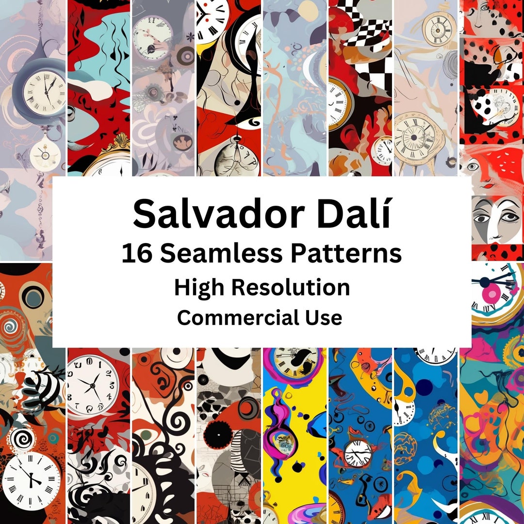 16 Salvador Dali Inspired Seamless Patterns, Digital Papers, Seamless ...