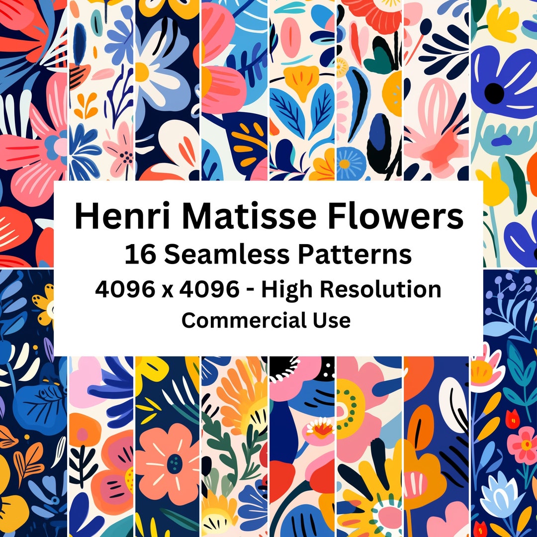 16 Henri Matisse Flower Art Seamless Patterns for Commercial Use - Etsy