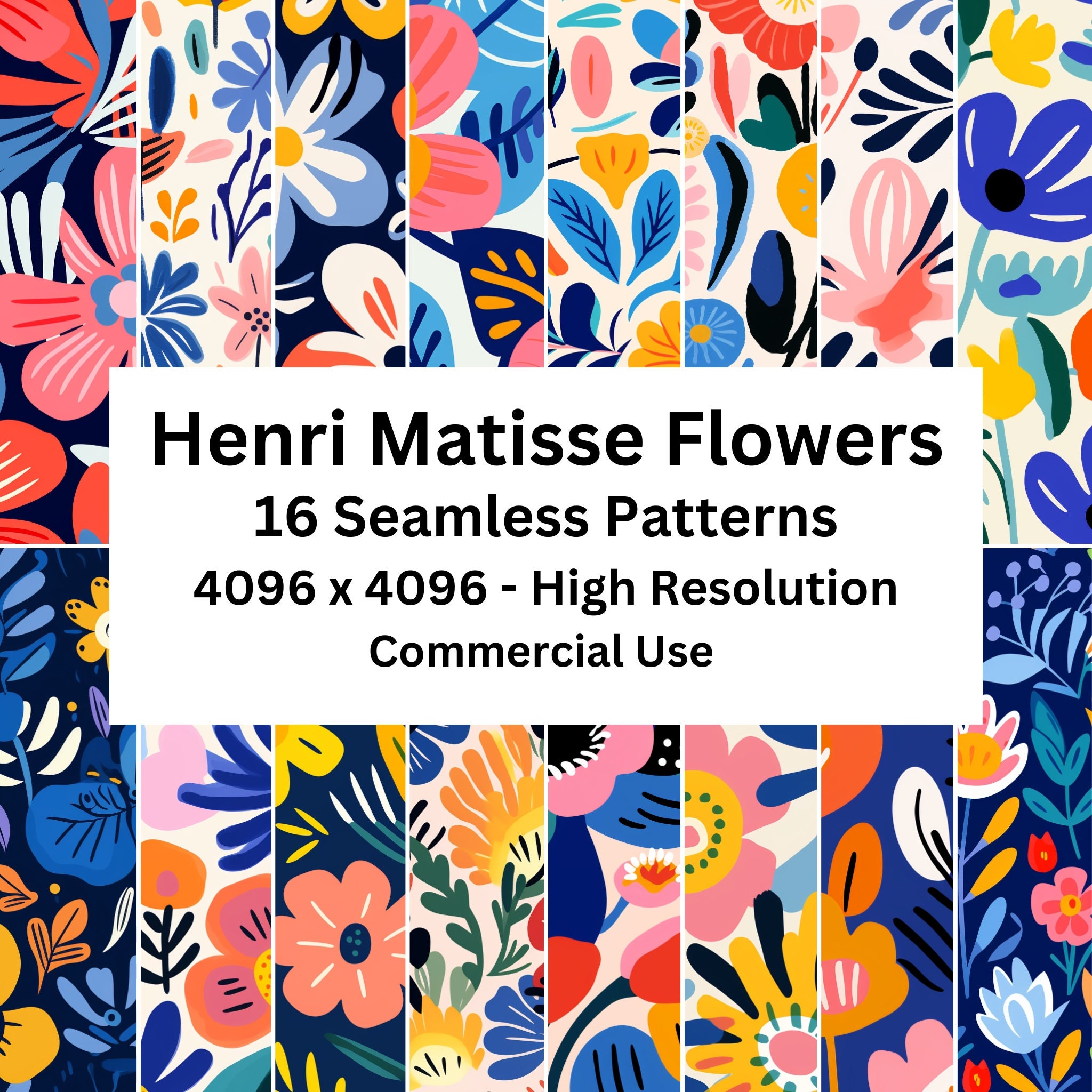 16 Henri Matisse Flower Art Seamless Patterns for Commercial Use - Etsy