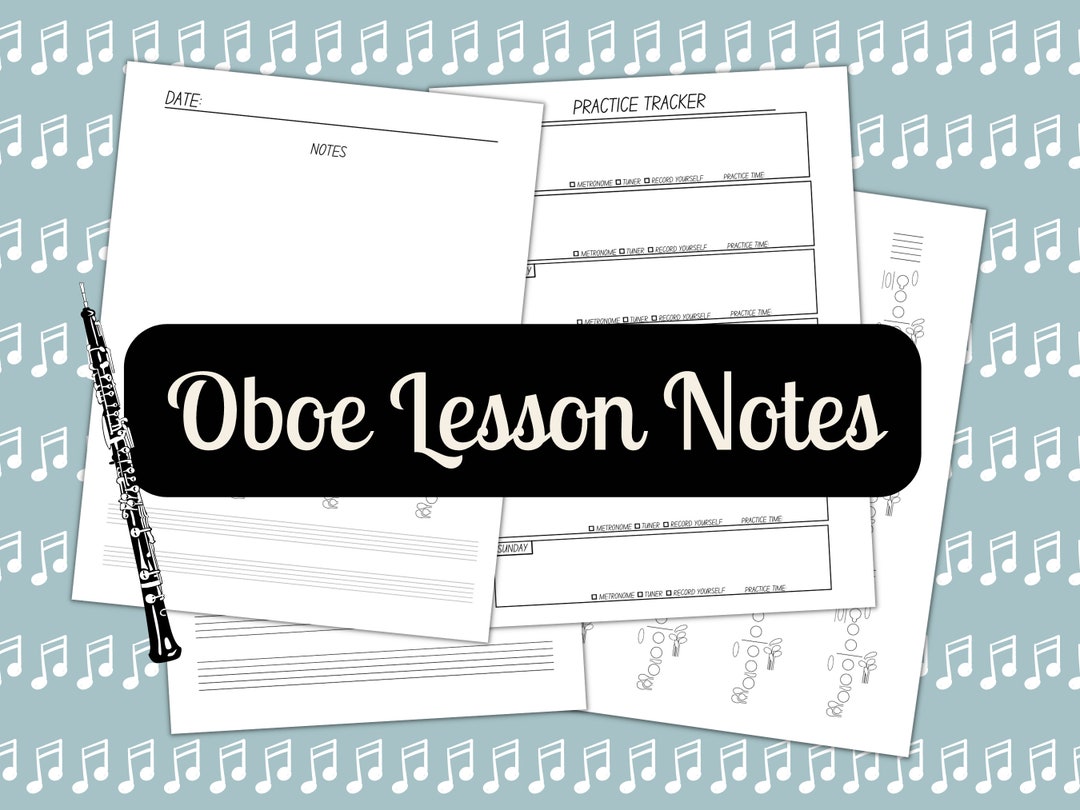 Oboe Lesson Notes With Blank Fingering Chart - Digital Download 8.5x11 ...