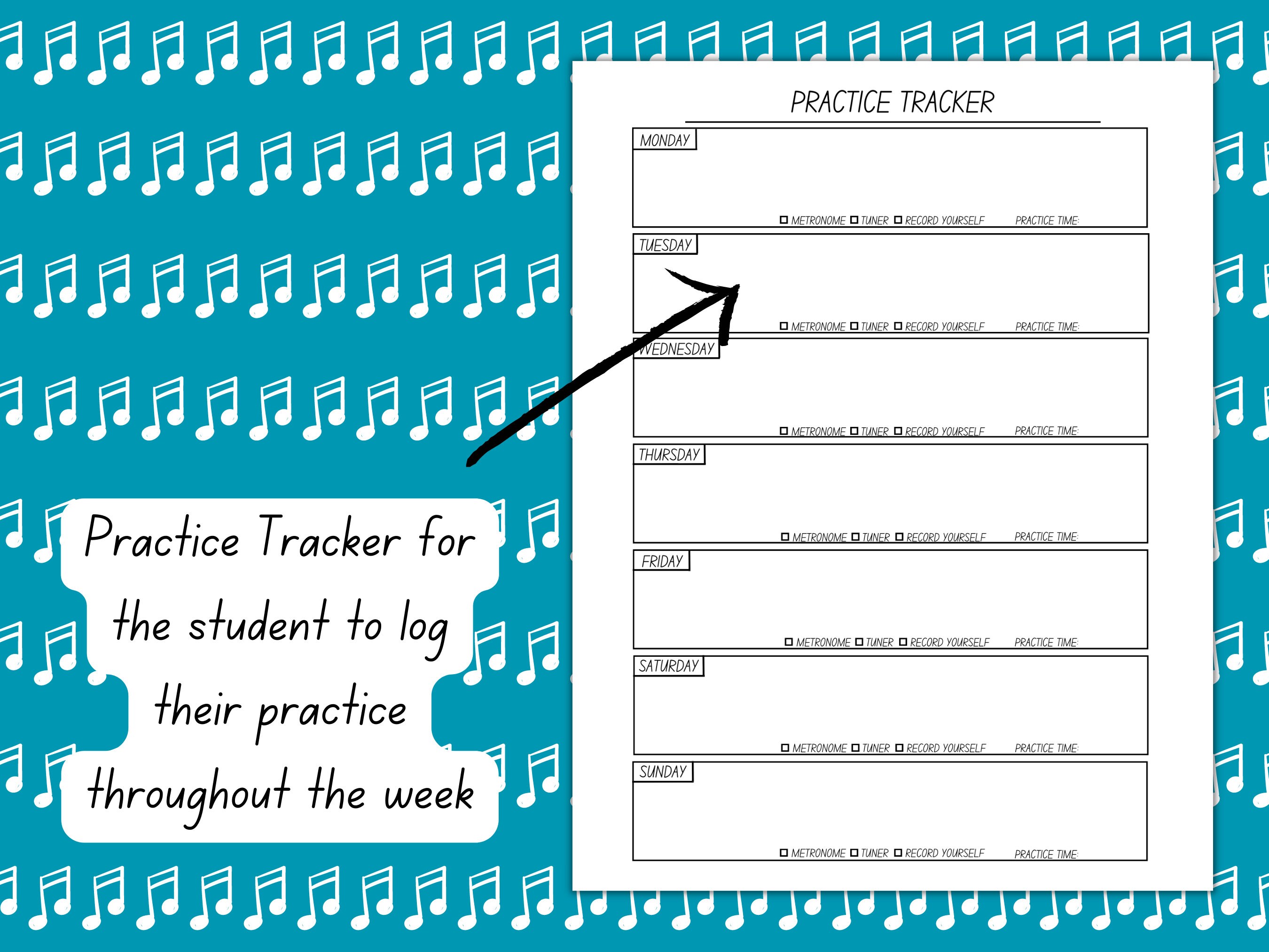 Violin Lesson Notes With Blank Fingering Chart Digital Download 8.5x11 ...