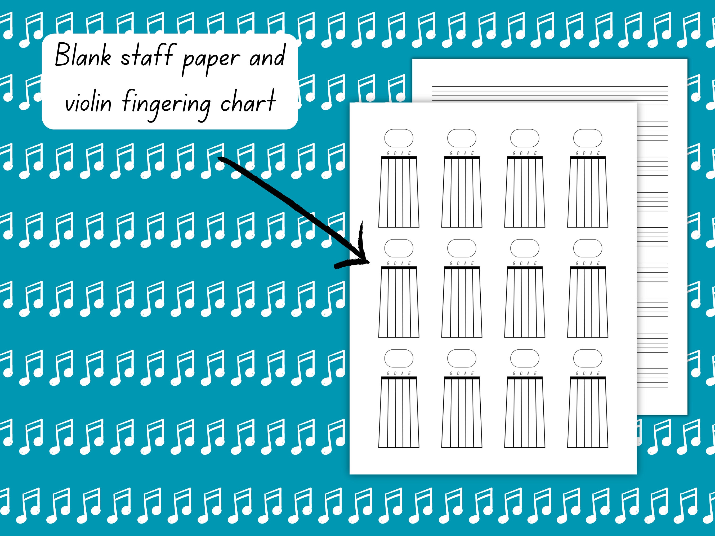 Violin Lesson Notes With Blank Fingering Chart Digital Download 8.5x11 ...