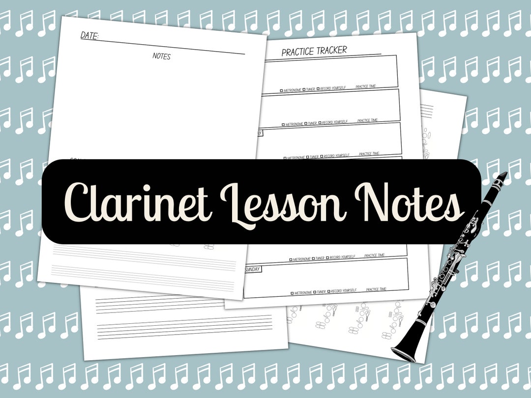Clarinet Lesson Notes With Blank Fingering Chart- Digital Download 8 ...