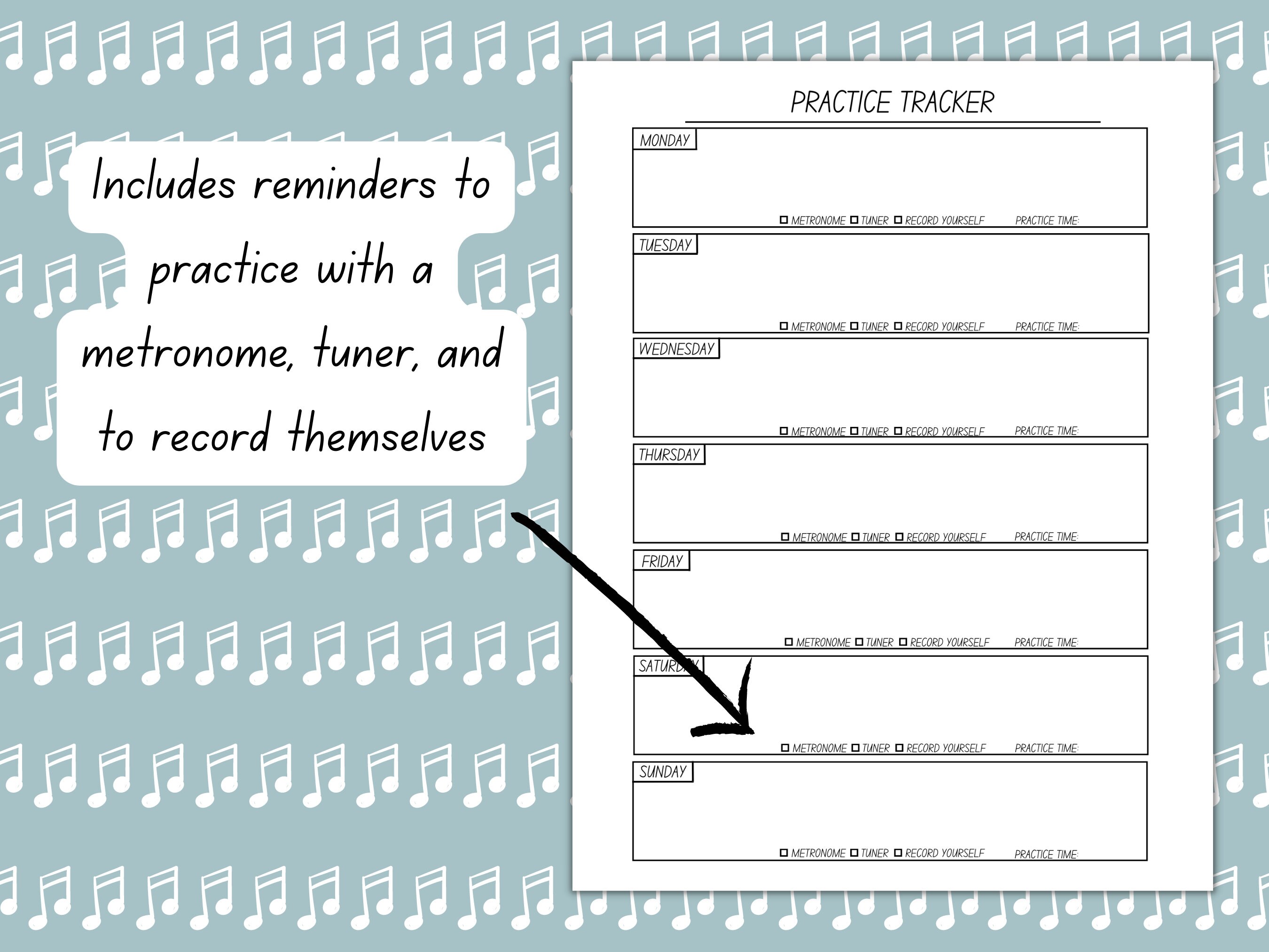 Clarinet Lesson Notes With Blank Fingering Chart- Digital Download 8 ...