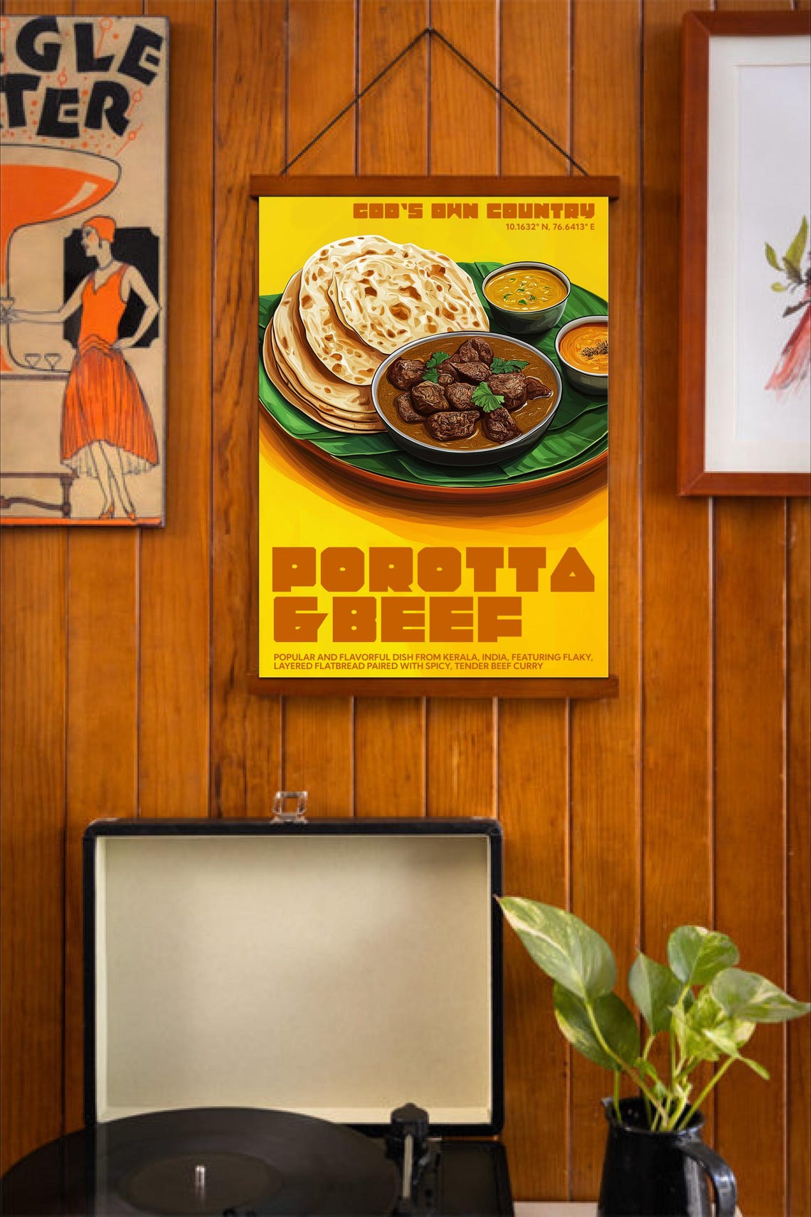 Porotta & Beef Indian Kerala Poster Art Street Food Art Home Decor ...