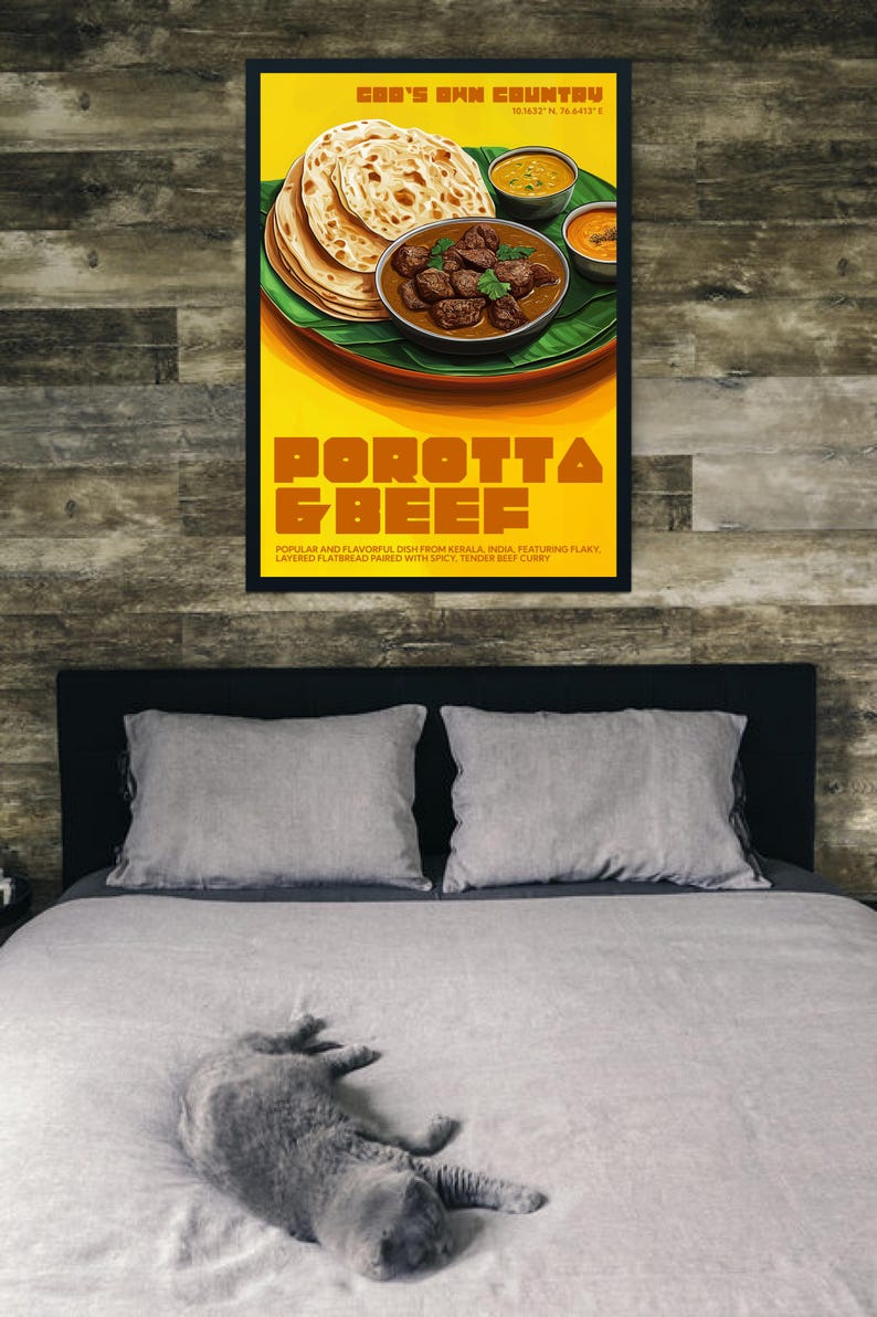 Porotta & Beef Indian Kerala Poster Art Street Food Art Home Decor ...