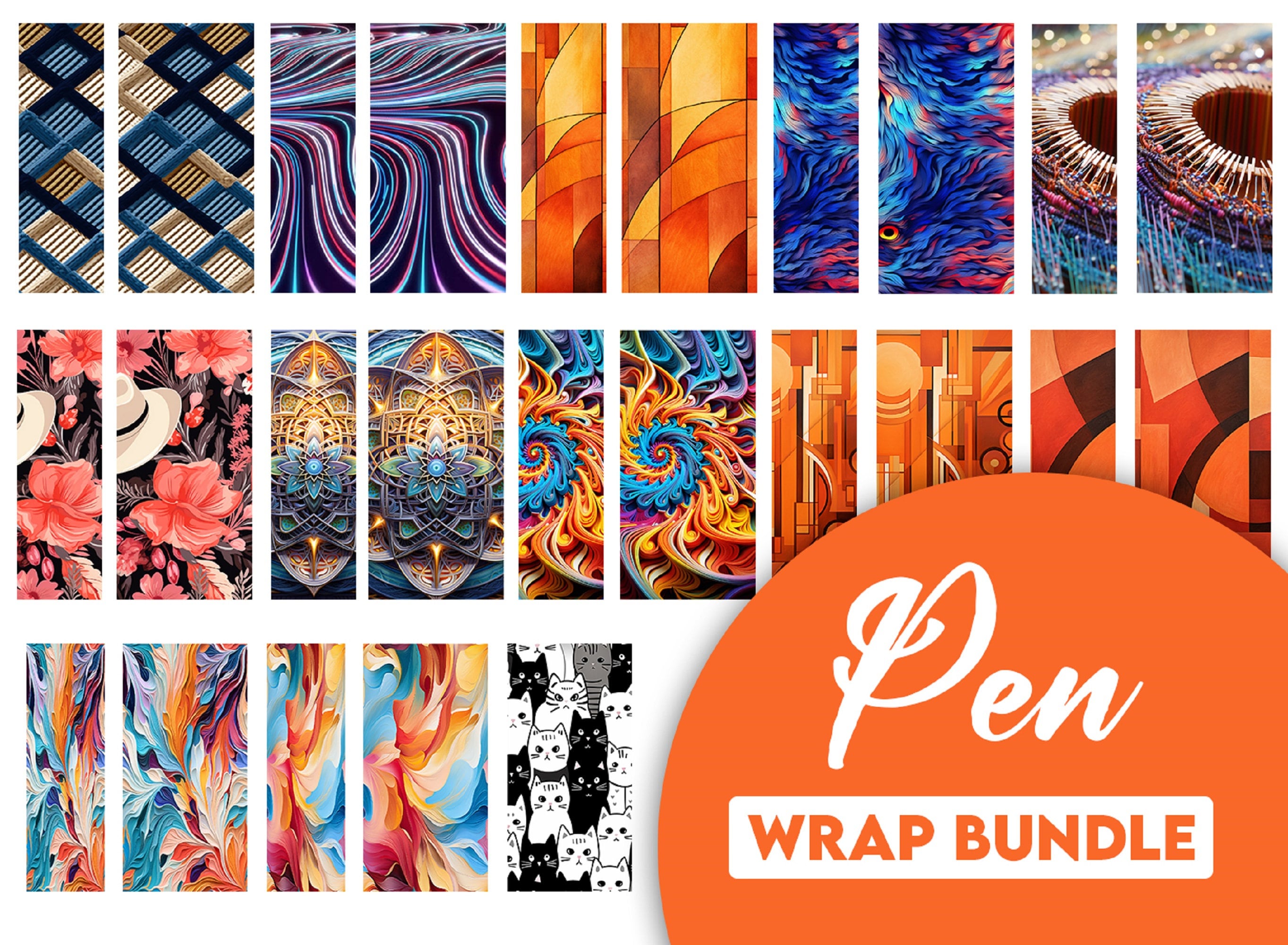 50 PNG Pen Wrap Bundle Pen Wrap Sublimation Designs Pen Waterslide ...