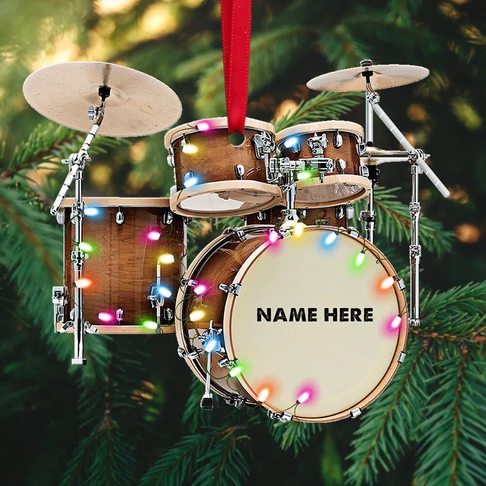 Personalized Drum Kit Acrylic Ornament, Custom Name Drummer Ornament ...