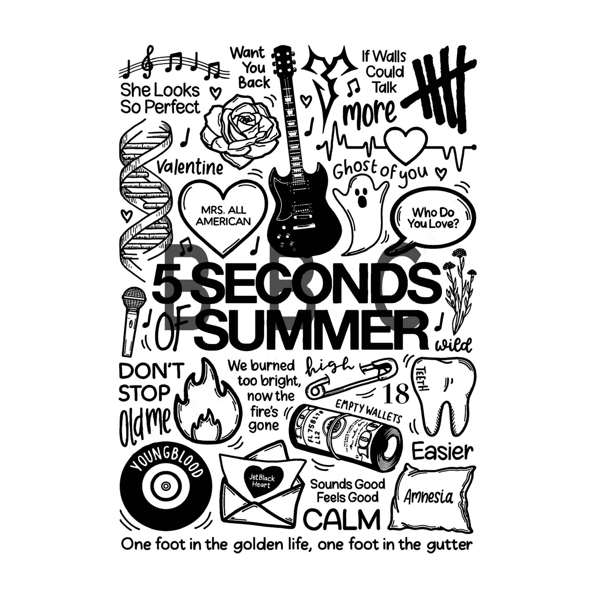 5 Seconds Of Summer Logo Floral