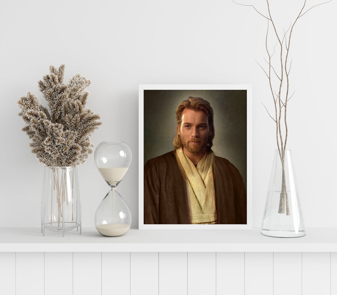 Framed Obi Wan Kenobi Canvas Jesus Inspired By Hofmanns Etsy